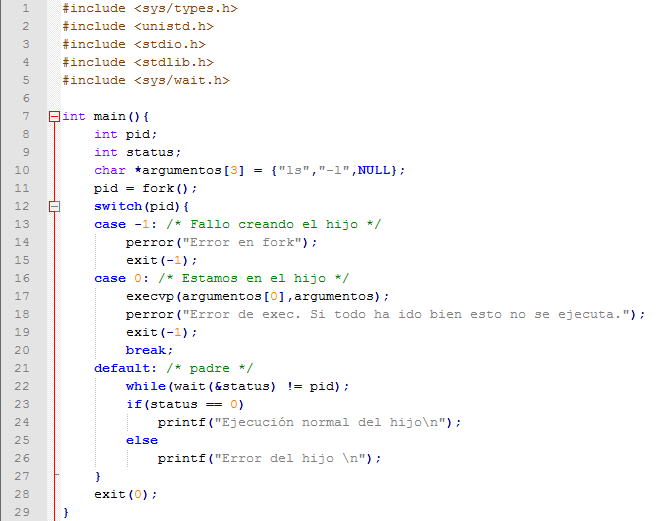 Procesos Linux - exec y fork