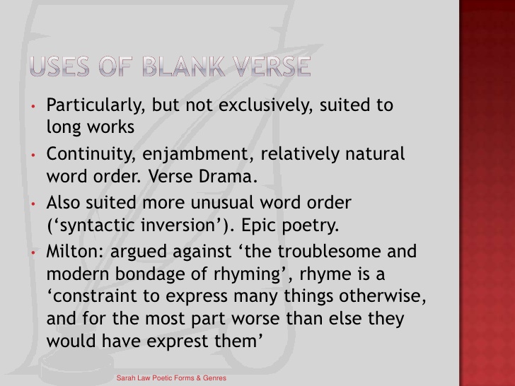 English Literature : What is the Origin of Blank Verse