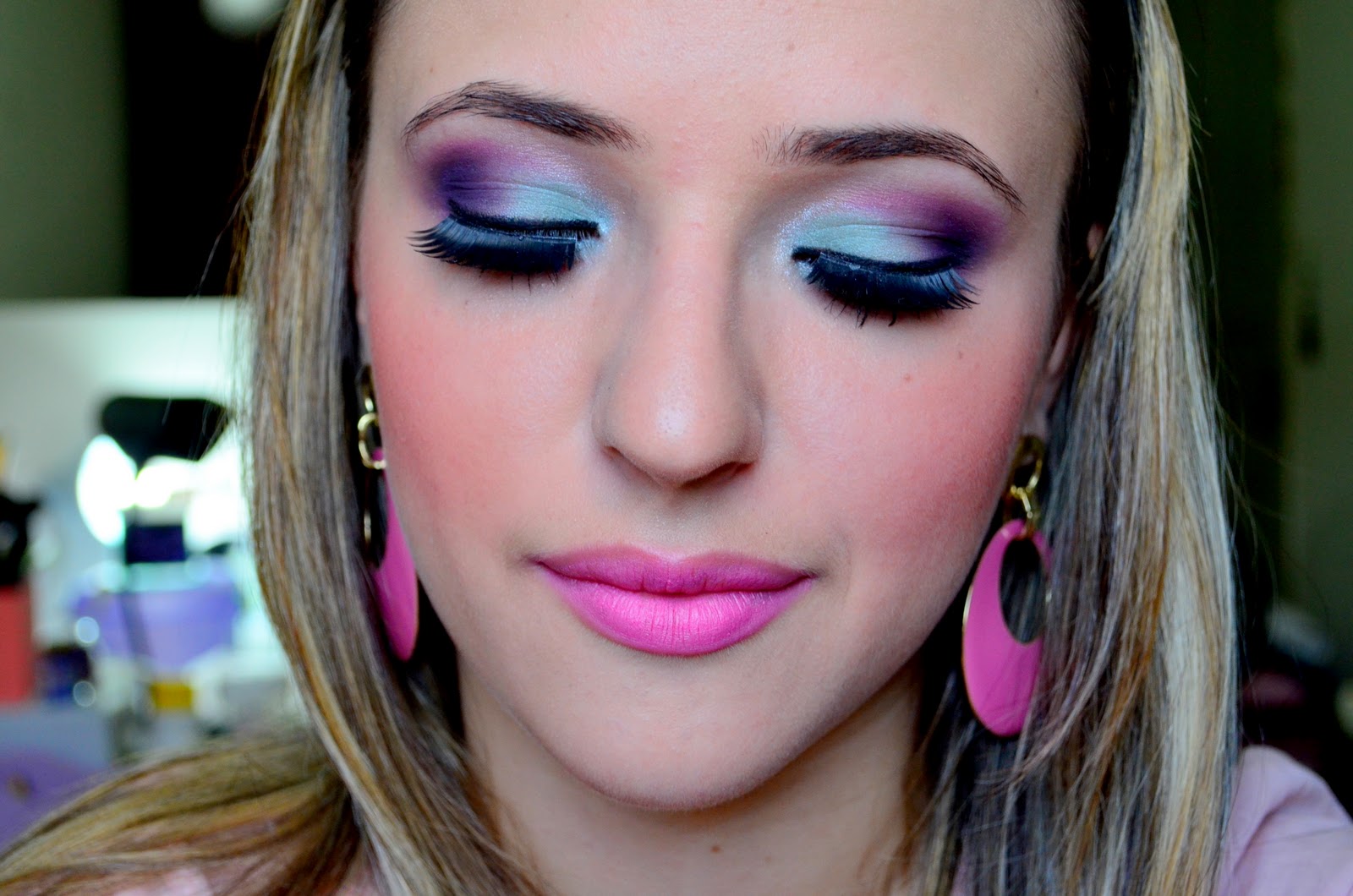 Taisa Cardoso: Tutorial Maquiagem Color Azul e Roxo