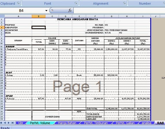 KUMPULAN CONTOH RAB BRONJONG: CONTOH RAB PEMBANGUNAN BRONJONG