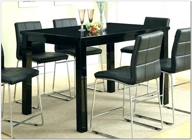 9pcs Contemporary Black Counter Height Dining Table 8 Stools Set