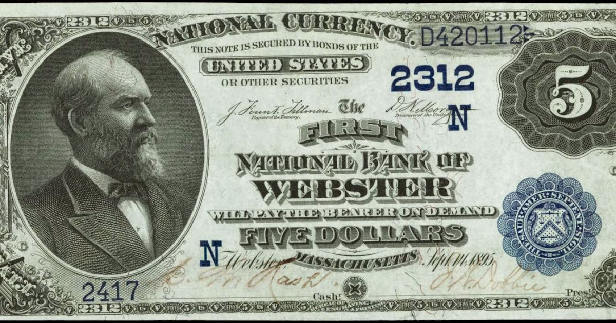 1882 Five Dollar National Currency Date Back 2312 The First National ...