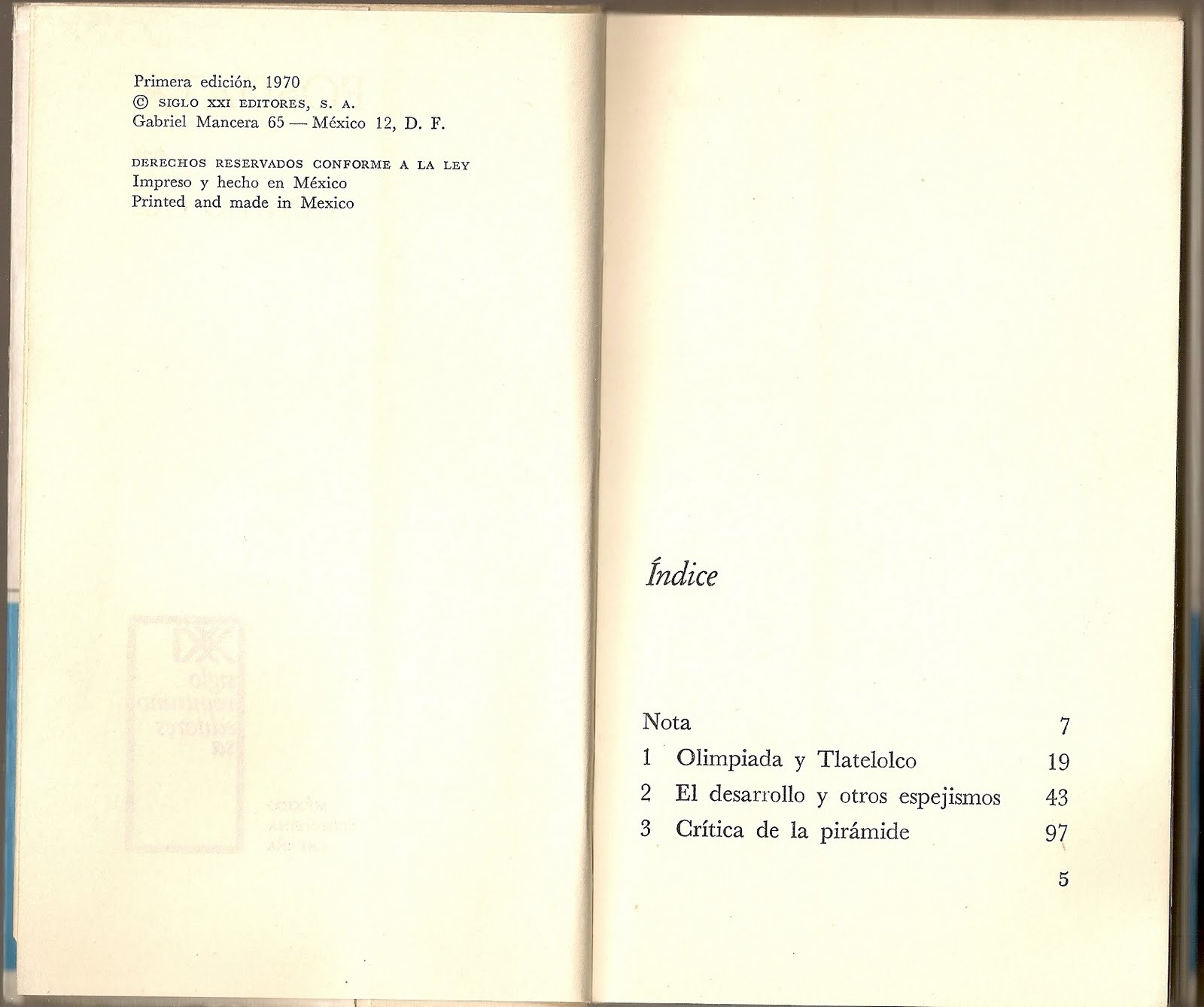 Galería de Hallazgos: Octavio Paz, Posdata (1a. Edición)