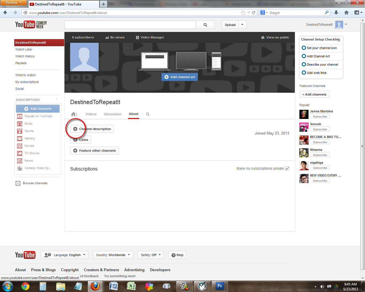 Projects in Computers: Create YouTube Accounts