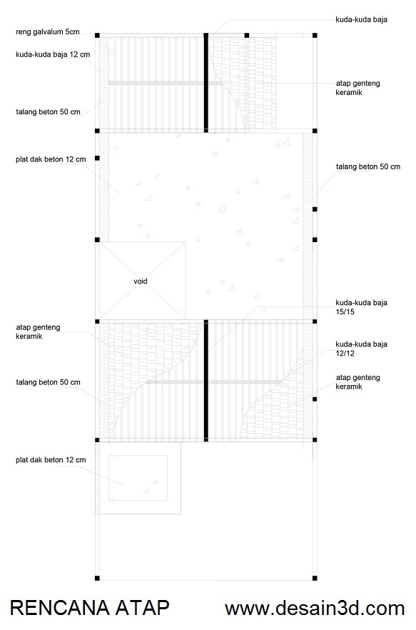 Gambar kerja rencana atap 2d rumah tinggal - GAMBAR KERJA