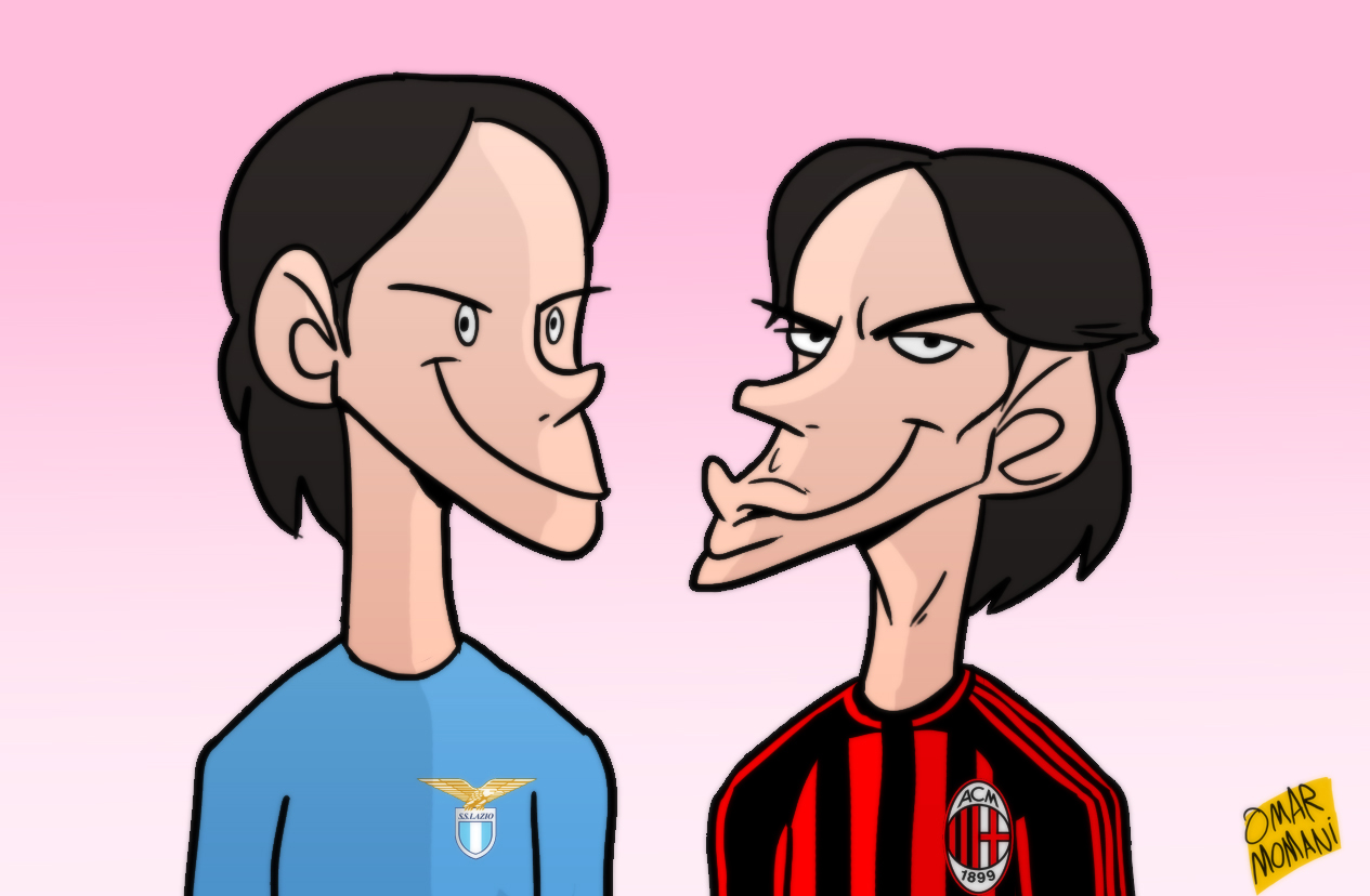Omar Momani cartoons: The Inzaghi brothers cartoon