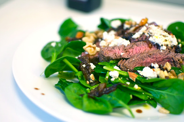 Fish and Veggies: Flank Steak with Goat Cheese Salad