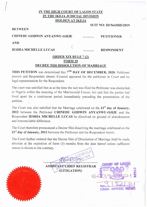 Certificate of decree absolute