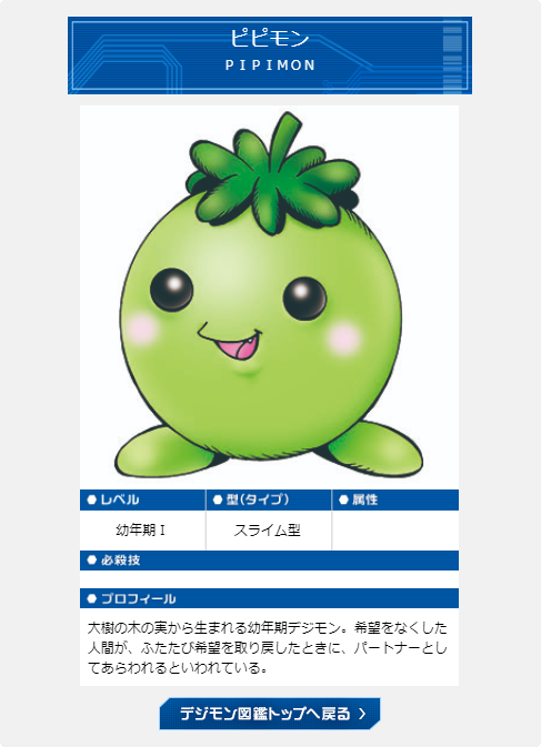 デジモン図鑑 [Reference]: Pipimon
