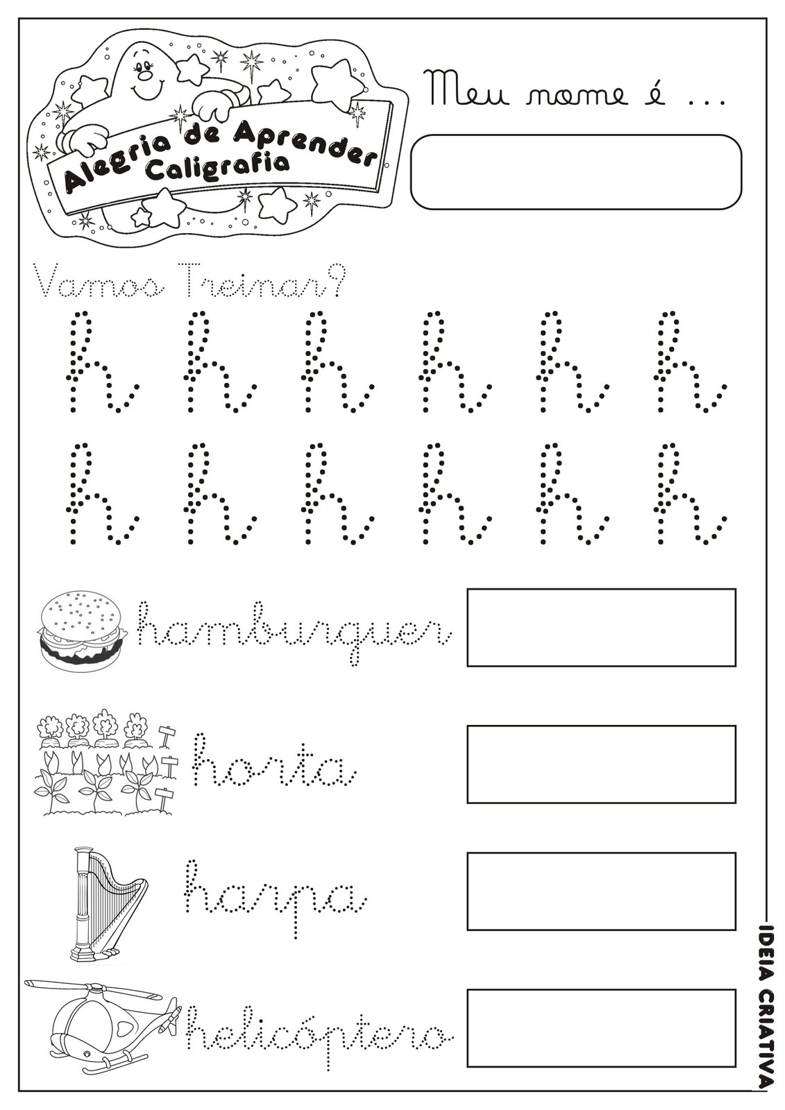 Atividade Letra H Cursiva - RETOEDU