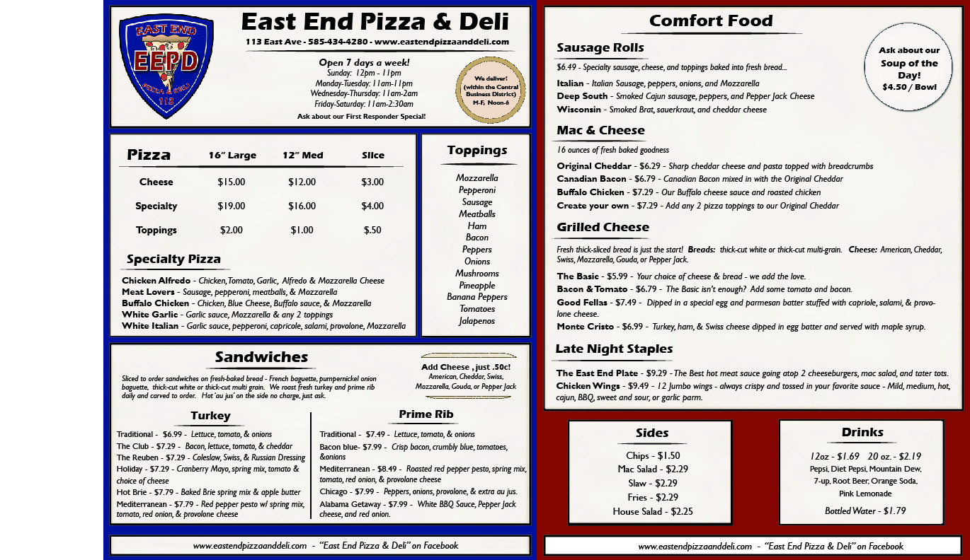 The Rochester NY Pizza Blog: East End Pizza & Deli
