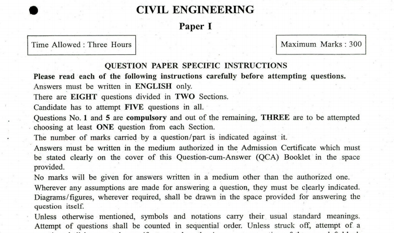 Engineering Services (Main) Examination, 2018 Question Paper Pdf ...