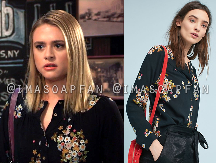 Kiki Jerome's Black, White, and Orange Floral Blouse - General Hospital ...