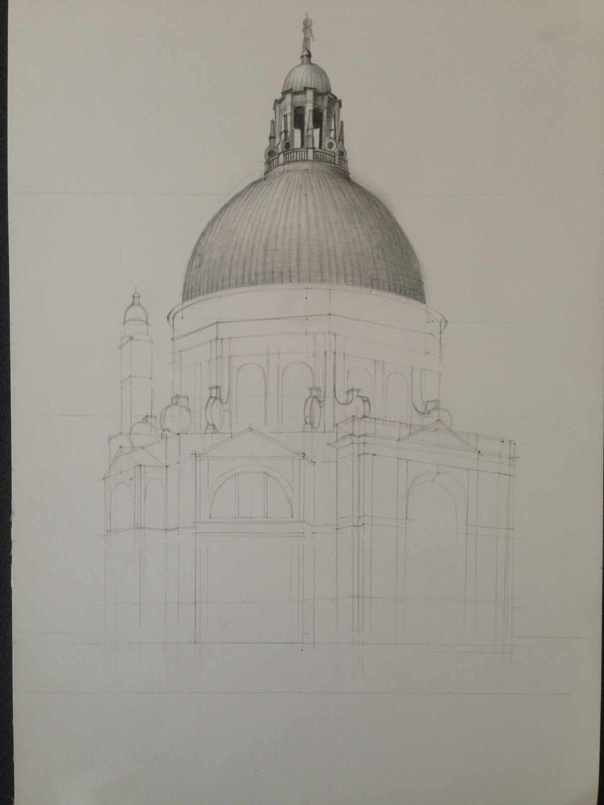 Santa Maria della Salute - pencil drawing - Dreams of an Architect