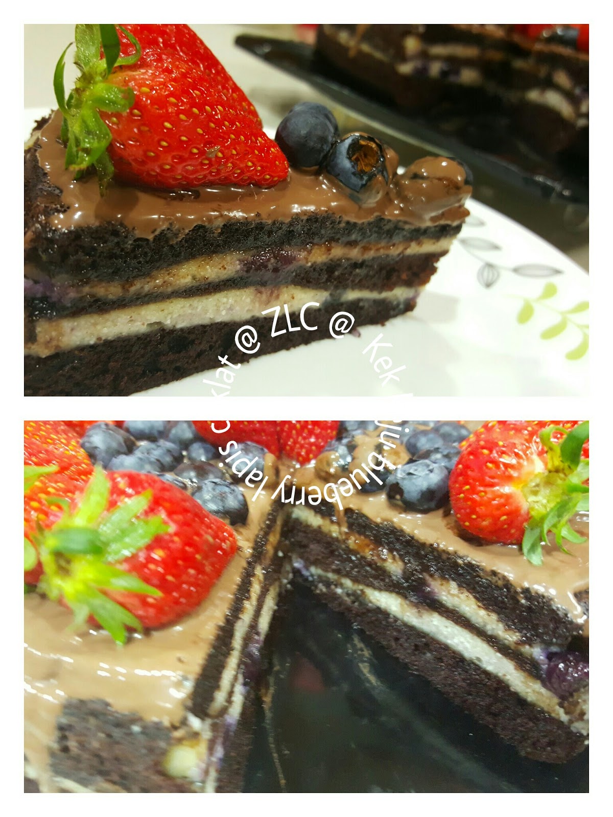 ZULFAZA LOVES COOKING: Kek keju blueberry lapis coklat