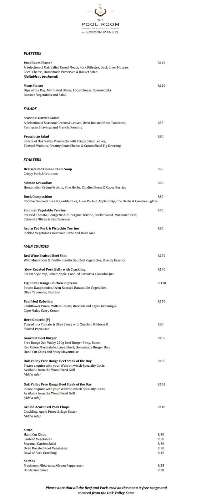 .: Sunday lunch at Oak Valley's Pool Room, Elgin