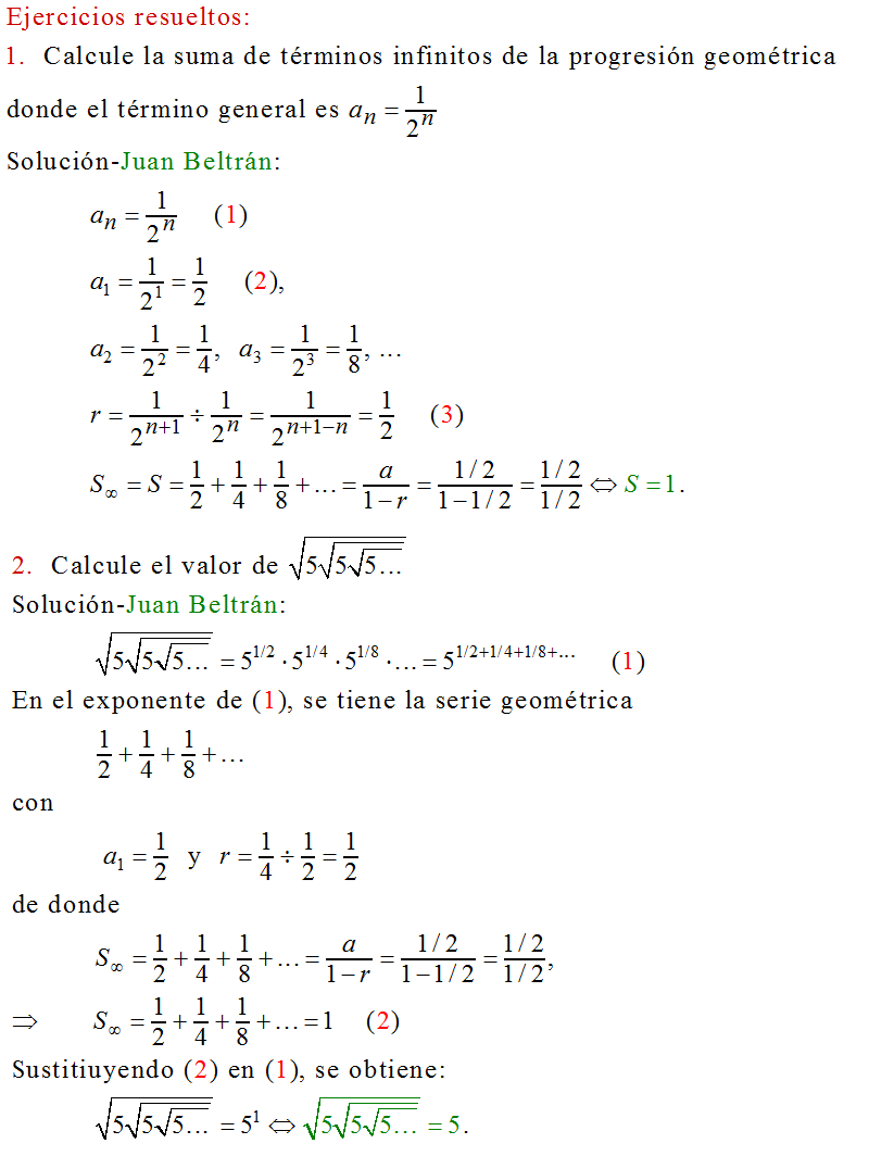 Cálculo21: Progresiones geométricas. Serie geométrica infinita.