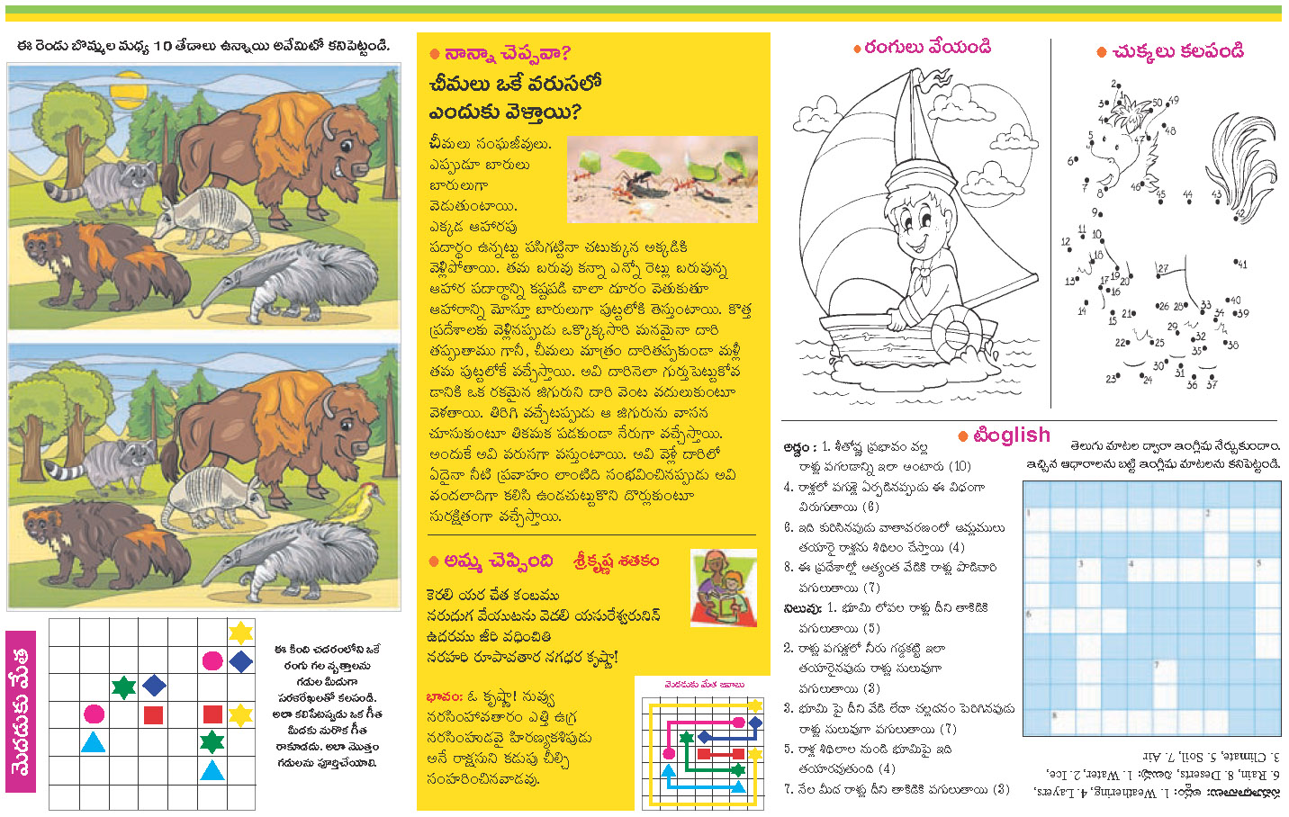 TELUGU BASHA: Telugu kIDS Special - PUZZLES, GK, FUN GAMES, STORIES, TIPS