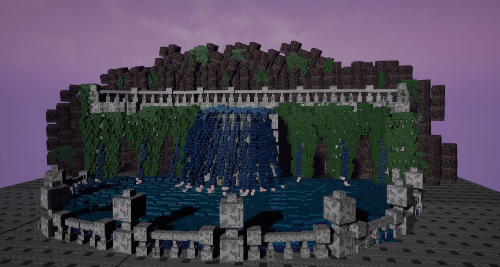 Minecraft-Style Oval Fountain of Tivoli