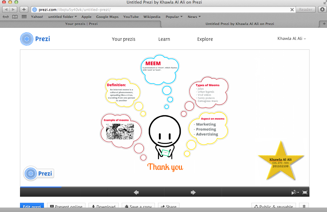 Achievements: 32- Prezi presentation (30 Points)