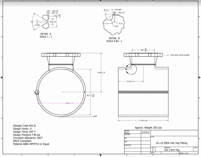 SPLIT TEE: SPLIT TEE EXTRUDED TYPE ASME B31.8 WPHY 65 #600