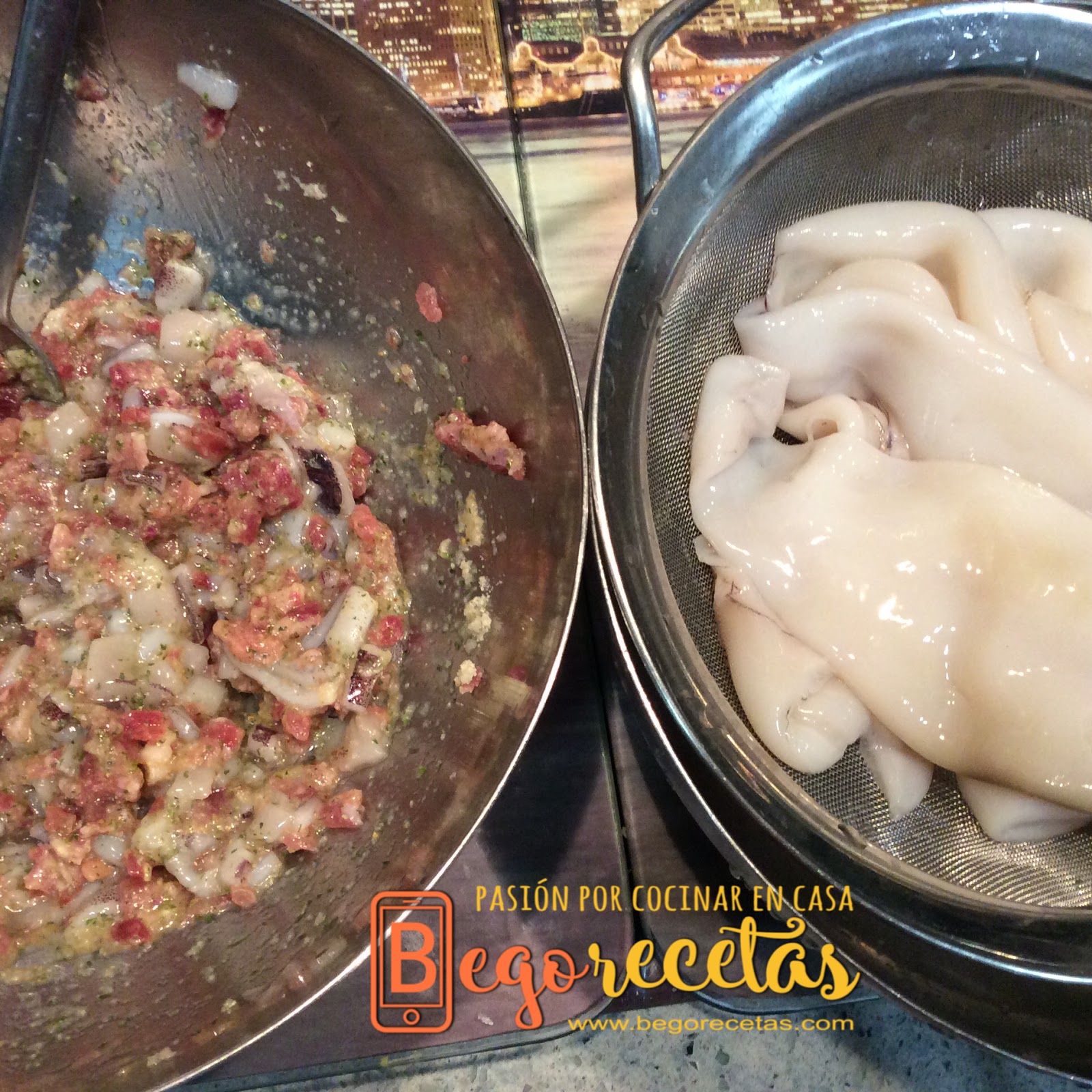 Chipirones rellenos en su tinta | BEGORECETAS