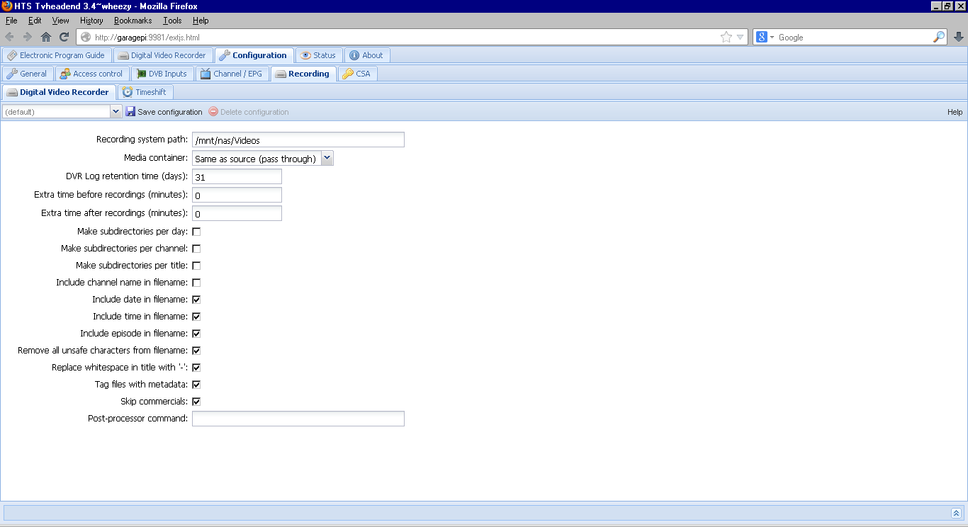 freezerdev: Raspberry Pi DVR - tvheadend