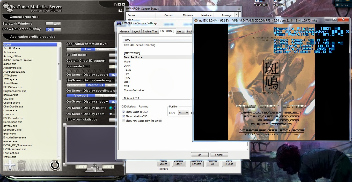 Temperaturas de processador e VGA na tela durante o jogo : HWiNFO ...