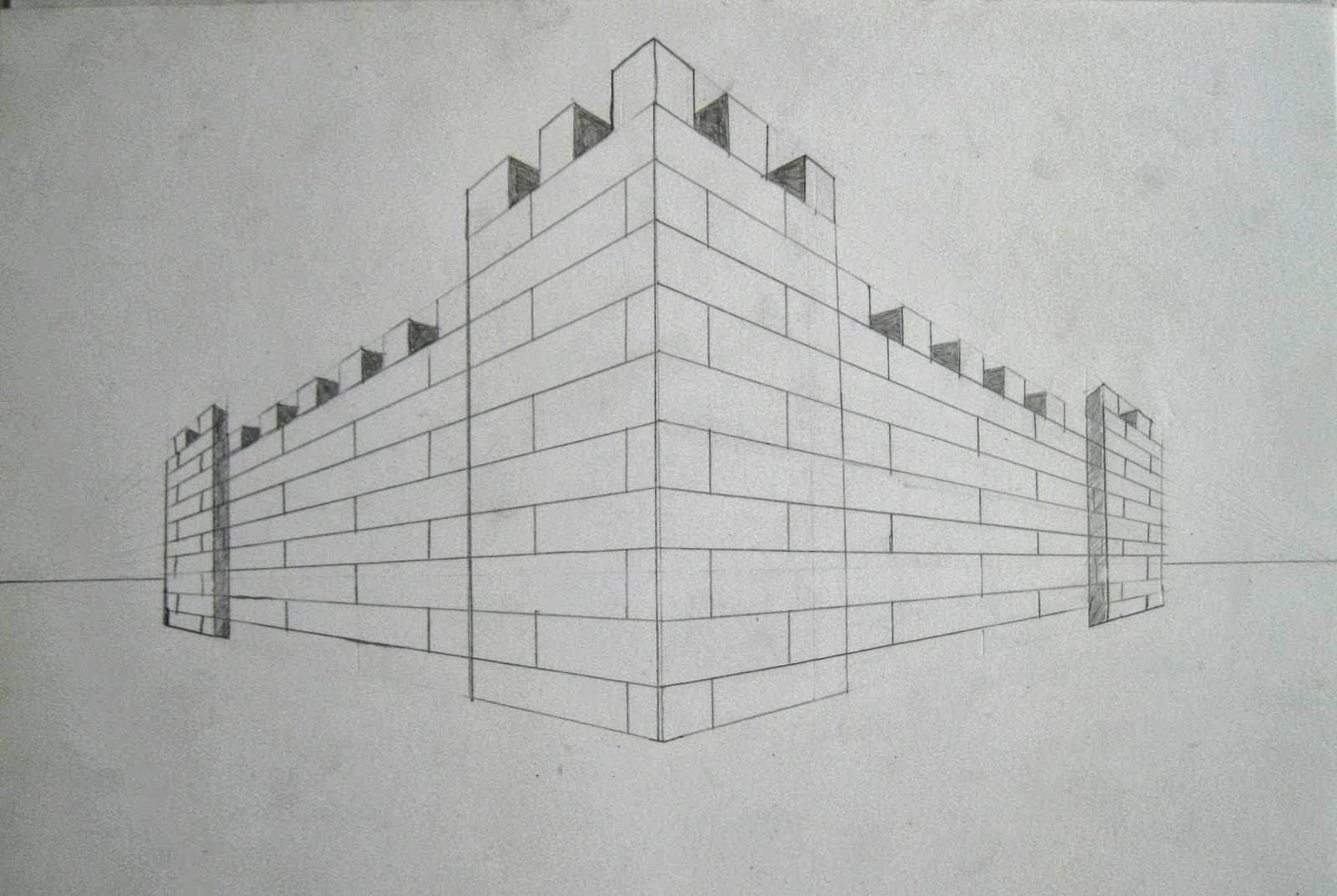 2 Point Perspective Drawing Castle