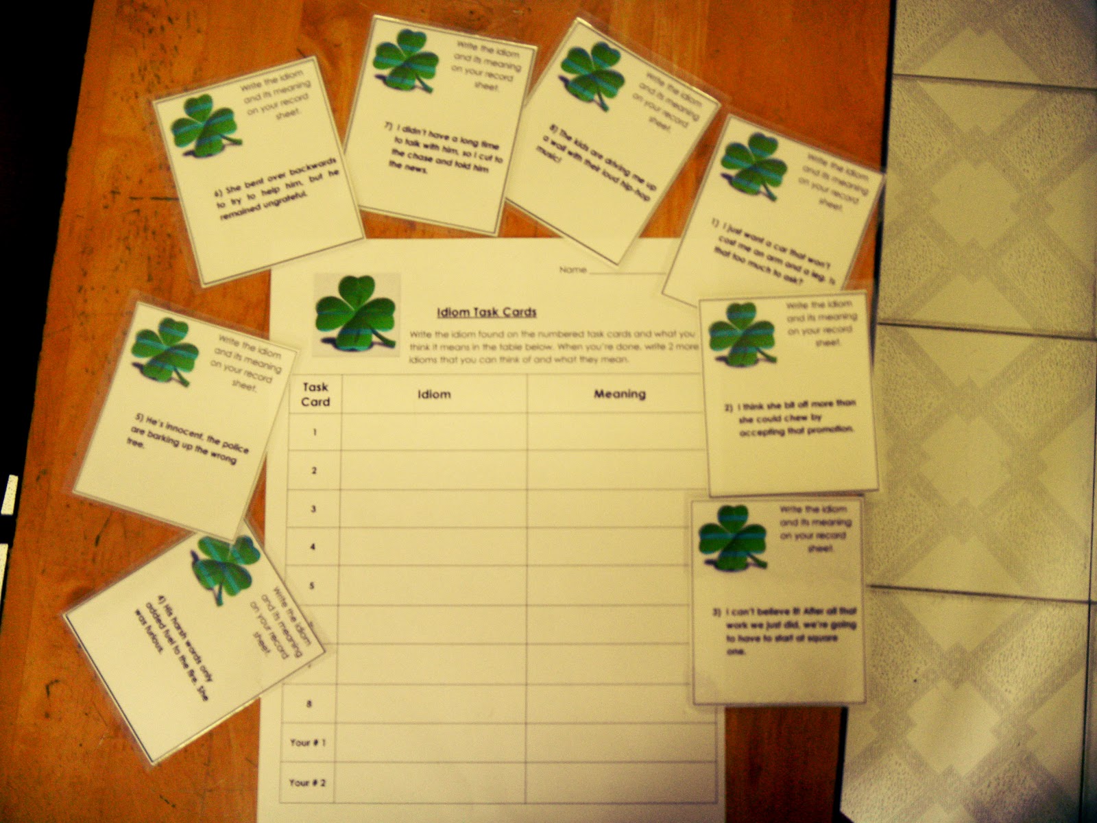 The Cultural Classroom: Idiom Task Cards