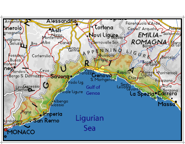 Mapa de Liguria Imagen | Mapa de Italia Ciudades