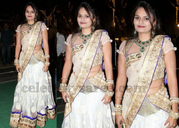 Pretty Lady White Half Saree - Saree Blouse Patterns