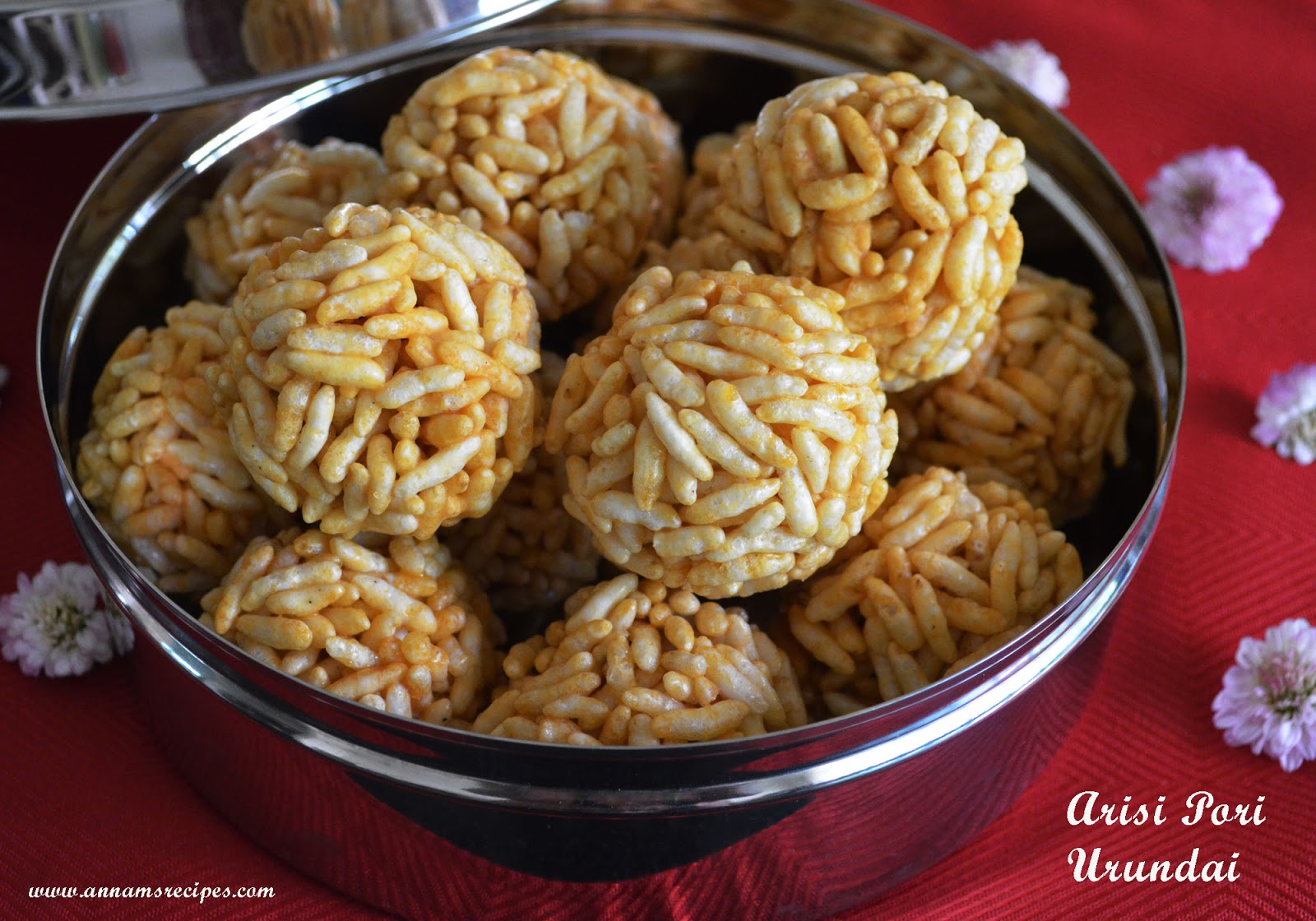 Arisi Pori Urundai Recipe / Pori urundai - Annam's Recipes