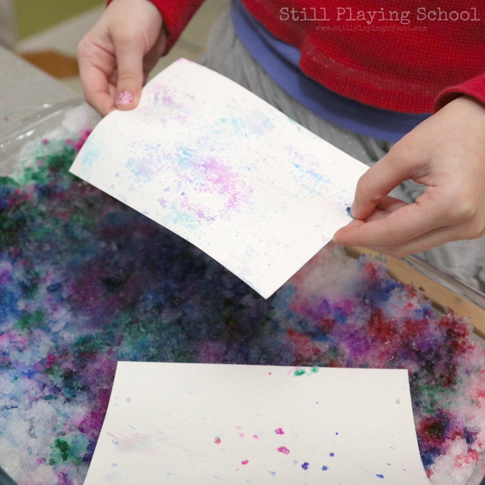 Snow Printing Process Art for Kids | Still Playing School