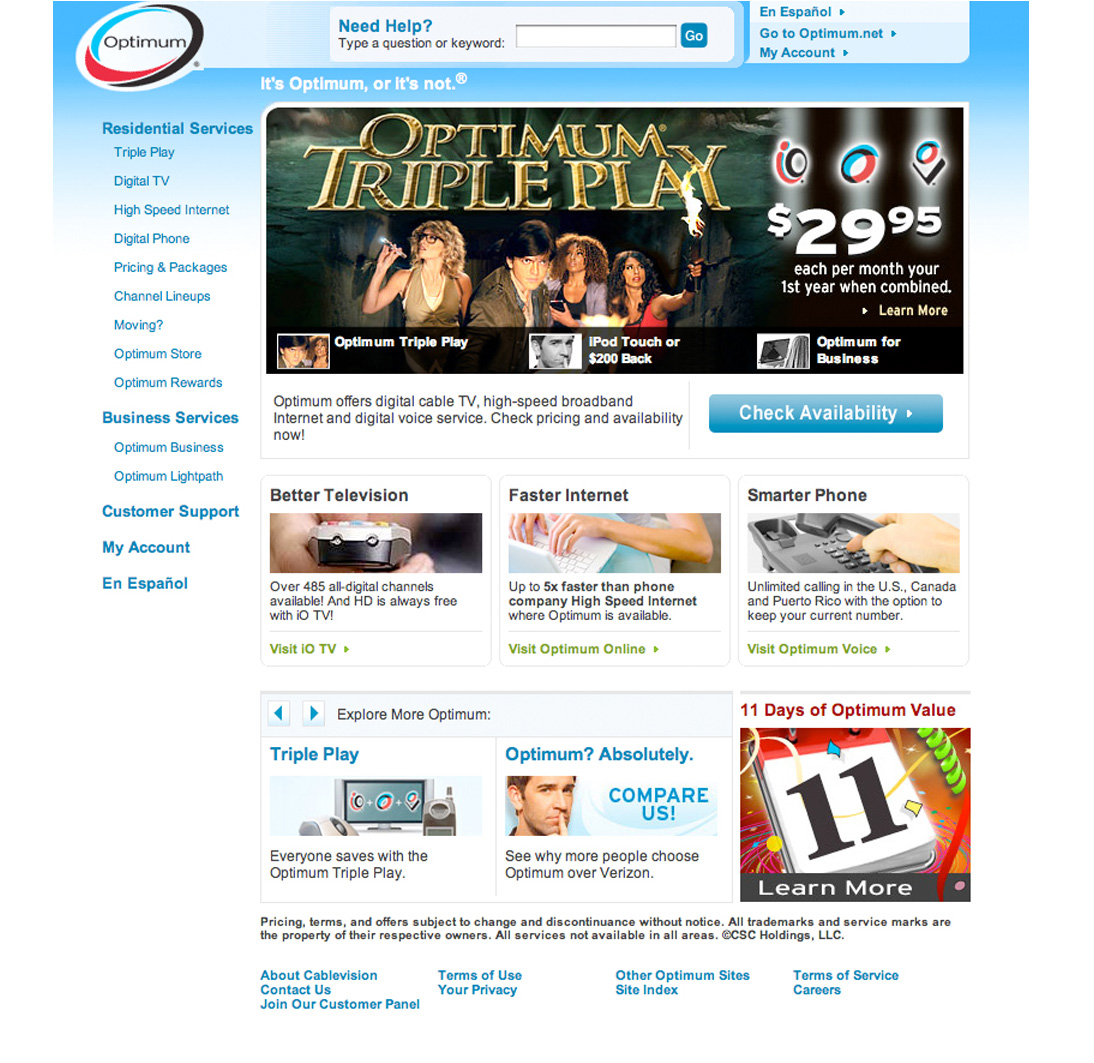 Tom Bellissimo's Online Portfolio: Optimum Home & Optimum Store