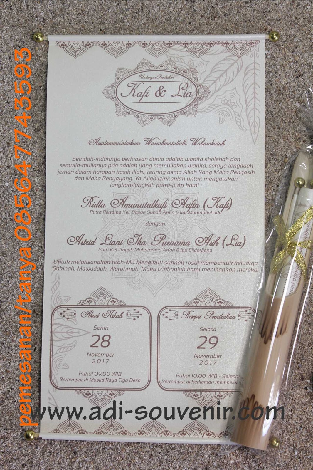 Undangan Bambu Separuh Kertas Milenium Gliter Tekstur | Adi - Souvenir