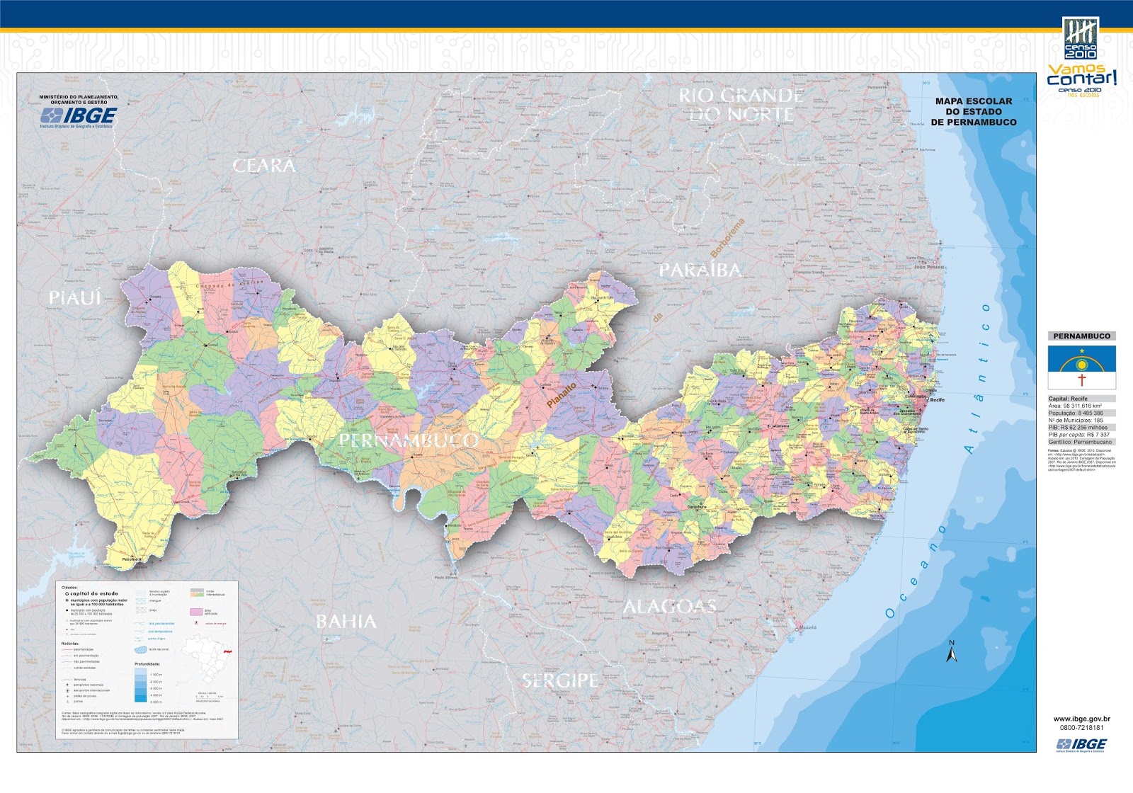 Pernambuco | Mapas Geográficos de Pernambuco - Geografia Total™