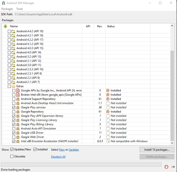 Instalar apis en Android Studio. - HomeWEBMASTER
