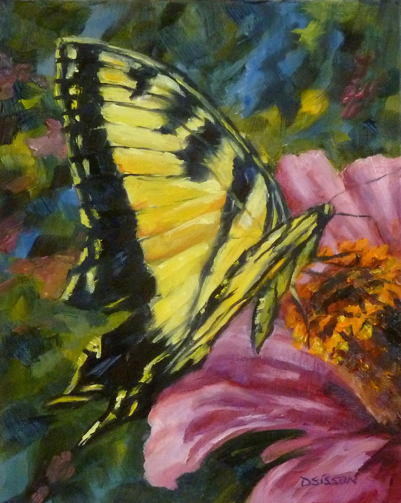 Daily Painting Projects: Tiger Swallowtail and Zinnia Oil Butterfly ...