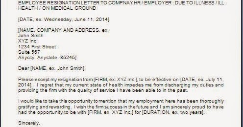 Resignation Letter Format for Medical Reasons