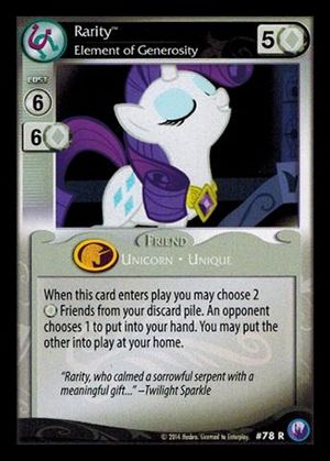 My Little Pony Rarity, Element of Generosity Canterlot Nights CCG Card ...