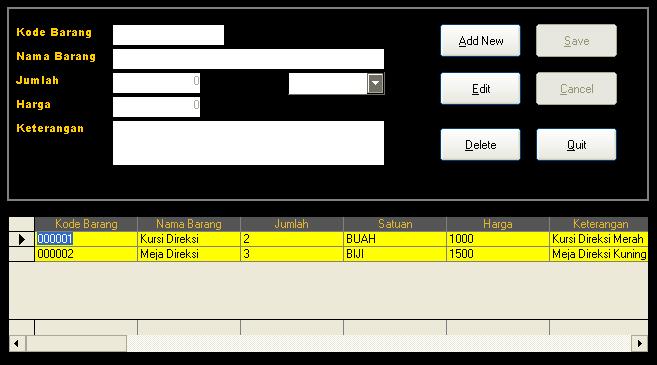 Form Tambah Data Barang (Program Inventory Toko)