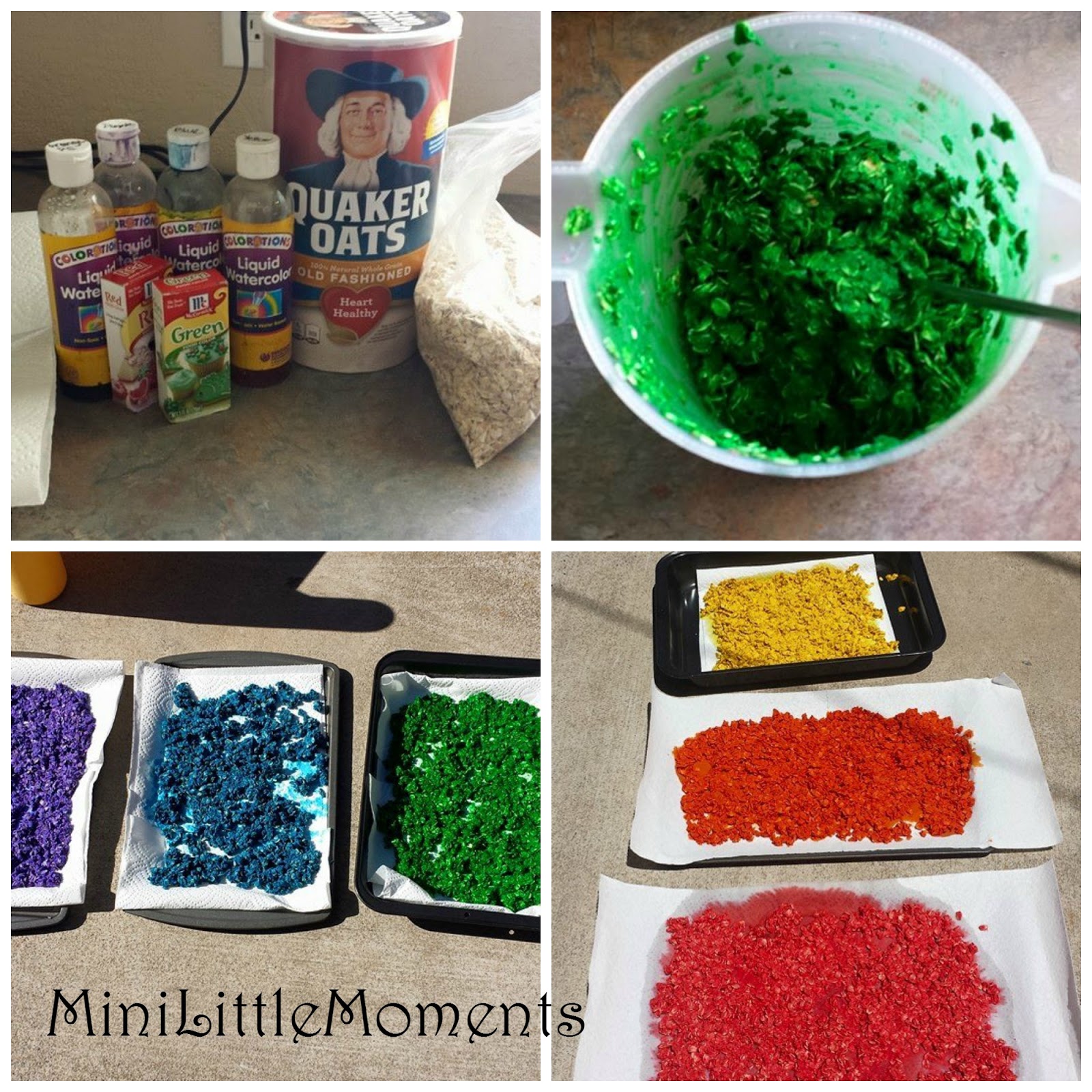 Mini Little Moments : Colored Oatmeal Sensory Bin