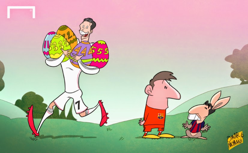 Omar Momani cartoons: Happy Easter with Cristiano Ronaldo and Messi