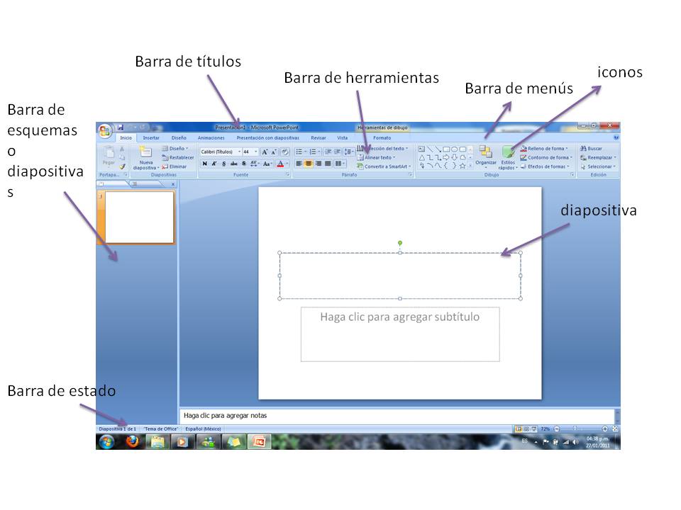 Diseño de presentaciones en power point: Partes de power point