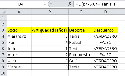 APRENDIENDO EN EXCEL : FUNCIÓN "O" EN EXCEL