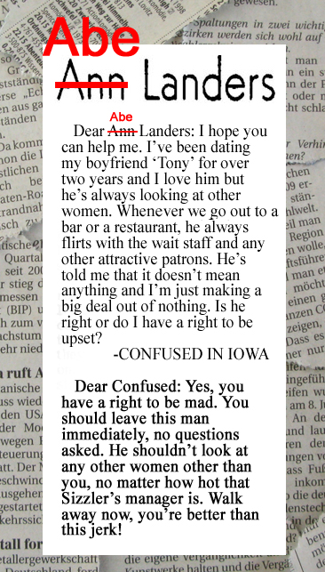 SuperWhizBang!: What if Men Wrote Advice Columns?