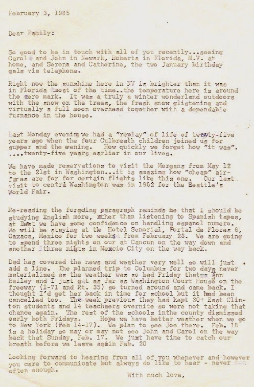 Uibles: A Family Blog: 1985 Family Letter -Feb. 3