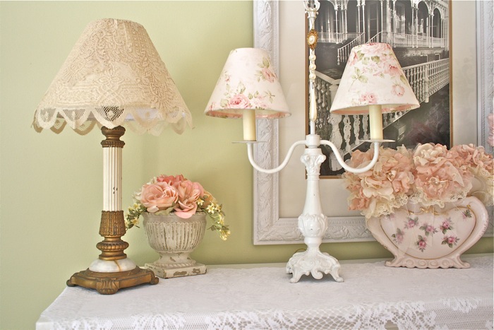 The Polka Dot Closet: Layered Lace And Fabric Covered Lamp Shade
