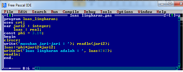 Membuat Program Luas Lingkaran pada Pascal ~ dari TKJ untuk indonesia